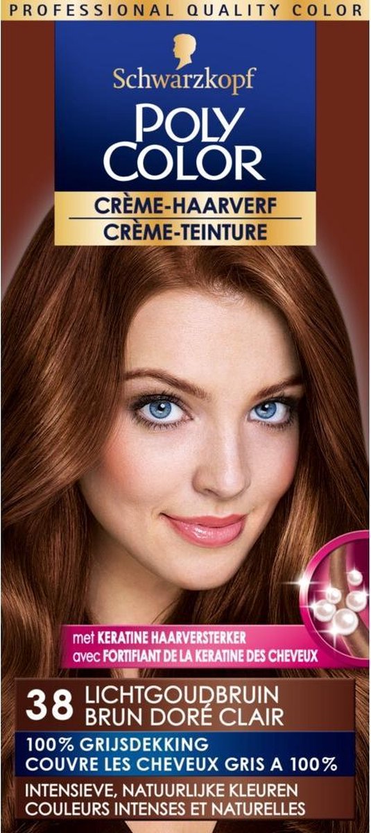 Schwarzkopf Poly Color CrÃ¨me Haarverf 38 Licht Goudbruin - 1 stuk ...