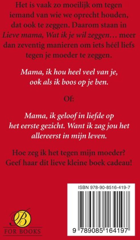 Lieve mama | 9789085164197 | Boeken | bol