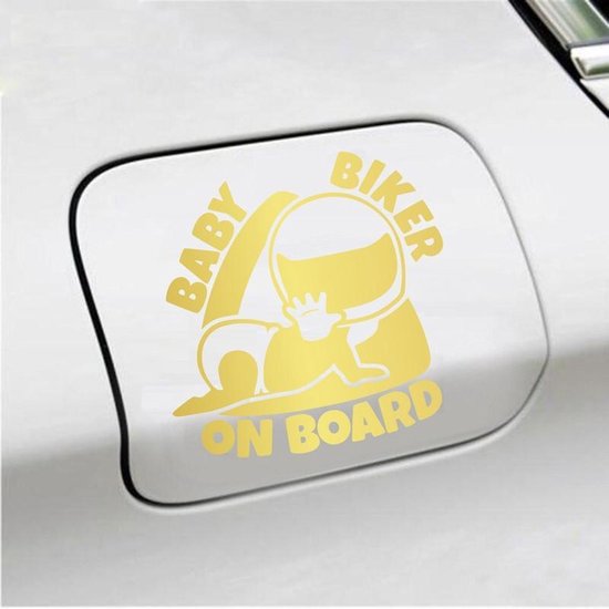 Bumpersticker - Baby Biker On Board - 12 X 12 - Goud | bol.com