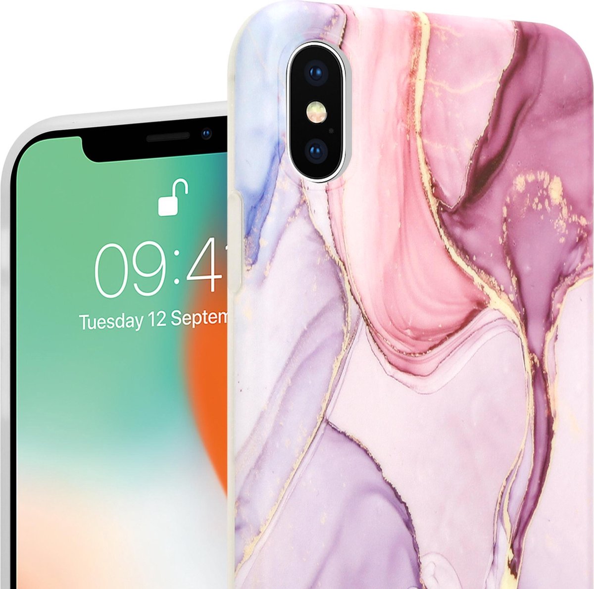 Purple Passion Marmer Geschikt Voor Apple Iphone X Xs Hoesje Met