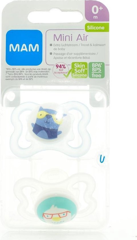 MAM Siliconen Fopspenen Mini Air 2 Stuks - 0M+ | bol.com