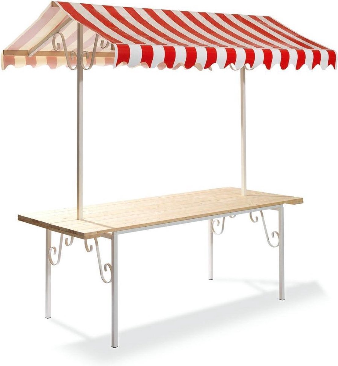 Marktkraam France | 2 meter | Wit gepoedercoat – Met kartelrand | Rood ...