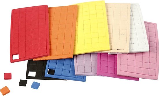EVA Foam vormen. diverse kleuren. afm 8x8 mm. dikte 3 mm. 80 vel/ 1 ...