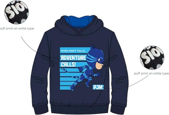 PJ Masks sweater - hoodie - blauw - Maat 128 / 8 jaar | bol.com