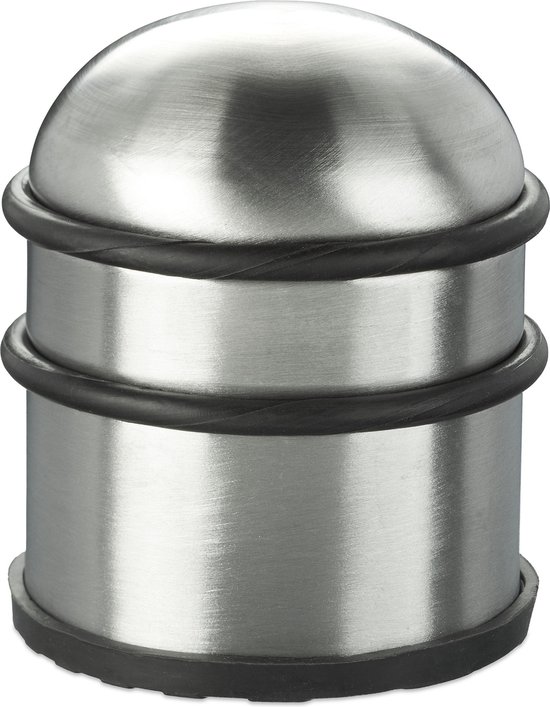 Relaxdays deurstopper rvs - deurbuffer rond - deurvastzetter zilver ...