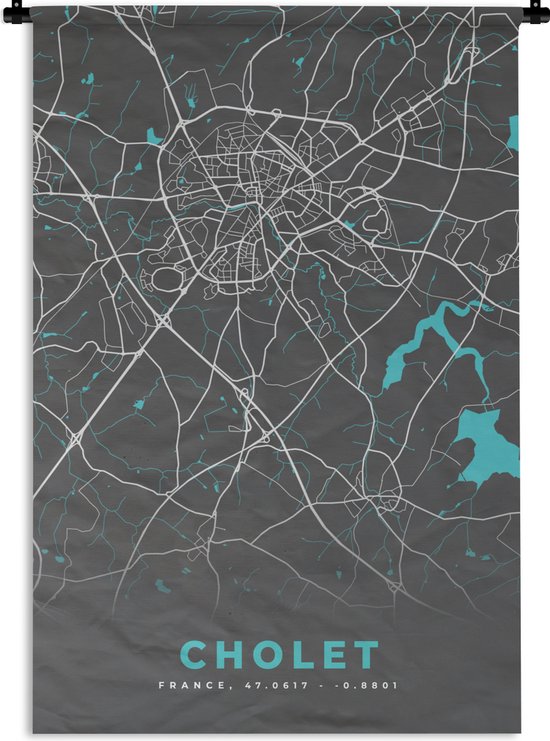 Wandkleed - Wanddoek - Kaart - Plattegrond - Stadskaart - Frankrijk ...