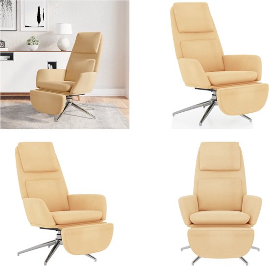 vidaXL Relaxstoel met voetensteun microvezelstof crèmekleurig ...