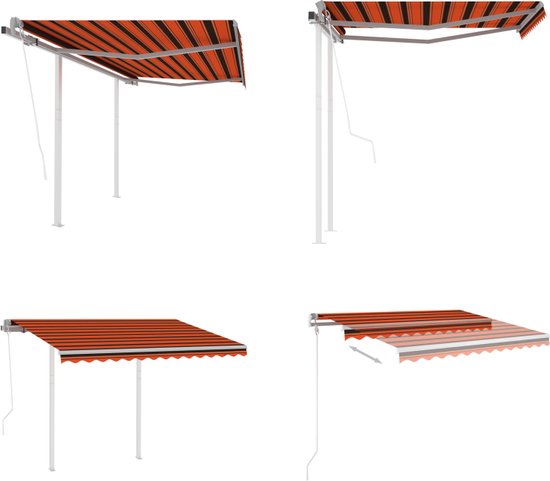 vidaXL Luifel automatisch uittrekbaar met palen 3x2-5 m oranje bruin ...