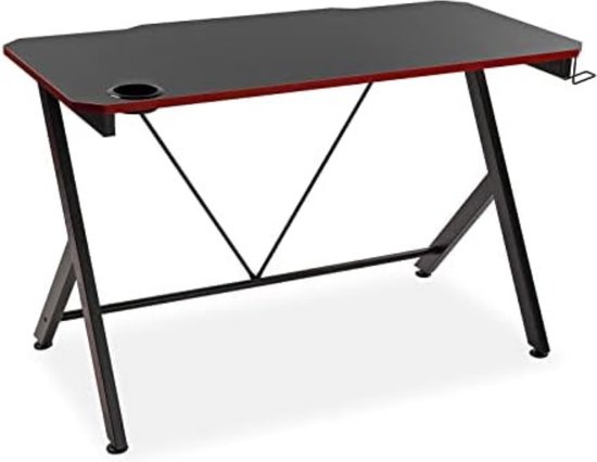 Gaming Bureau - Gaming Desk - 76 x 60 x 120 cm - Zwart/Rood | bol