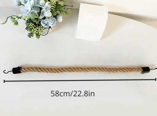 WC Rolhouder - vierkant Zwart - Plakken - Touw - Jute - Hout - Luxe wc ...