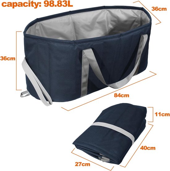 Opvouwbare wasmand, opvouwbare wasmand, 98,8 l, waterdichte waszak met ...