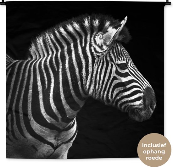 Wandkleed - Wanddoek - Zebra - Zwart - Wit - Portret - Dieren - 150x150 ...