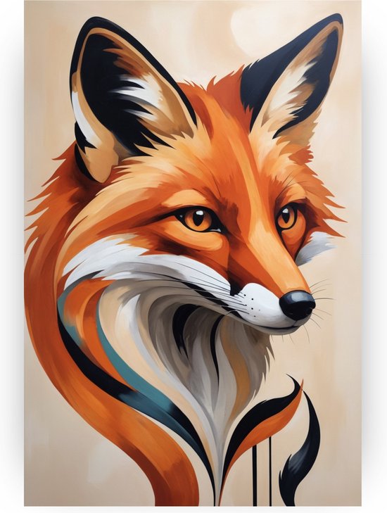 Vos art deco schilderij - Vos glasschilderijen - Glasschilderij art ...