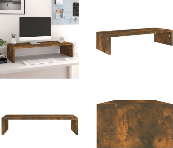 vidaXL Monitorstandaard 60x23-5x12 cm bewerkt hout gerookt eikenkleur ...