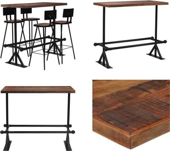 vidaXL 5-delige Barset massief gerecycled hout - Bar Set - Bar Sets ...