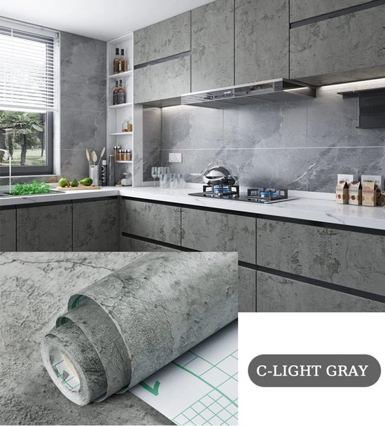 Zelfklevend behang, betonlook, behang, pvc, waterdicht, 10 x 0,6 m ...