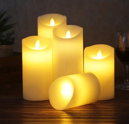 Flipx - LED Kaarsen met bewegende vlam - Wax - Set van 5 - Werkt op AAA ...