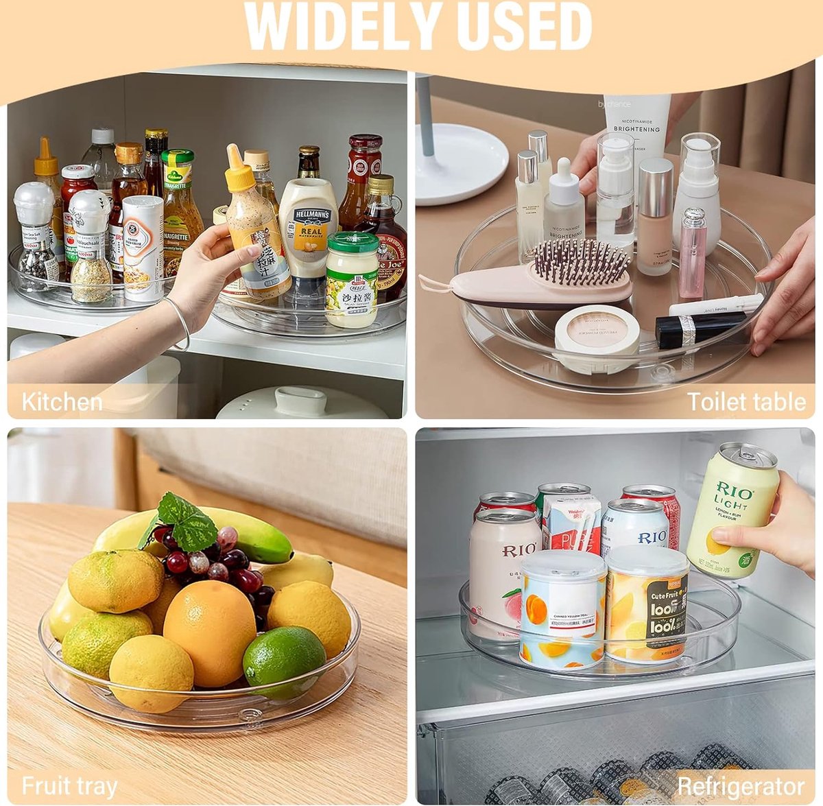 Lazy Susan Draaitafel Organizer 2 stuks, draaiplateau organizer, kruidenrek,... | bol