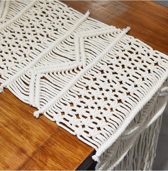 Macrame Tafelloper Handgeweven Boho Bruiloft Tafeldecoratie Beddengoed Deken 35 cm x... | bol