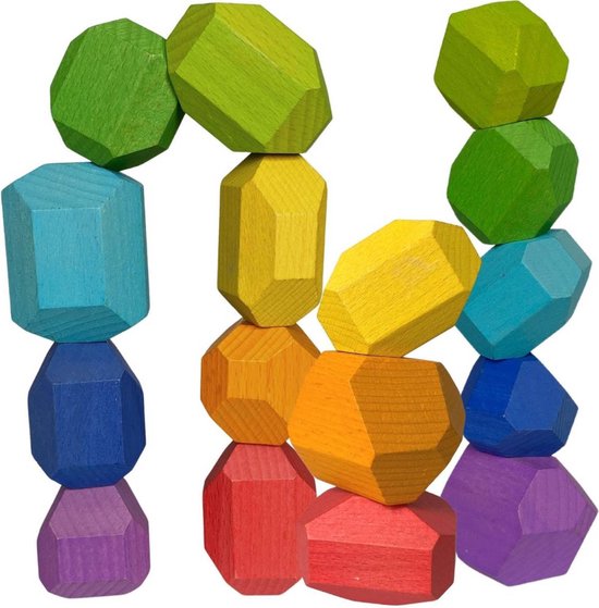 Stapelstenen voor Kinderen Balans gemaakt van hout (16 stenen ...