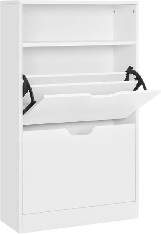 Schoenenkast, met 2 vakken, voor hal, woonkamer, slaapkamer, wit | bol