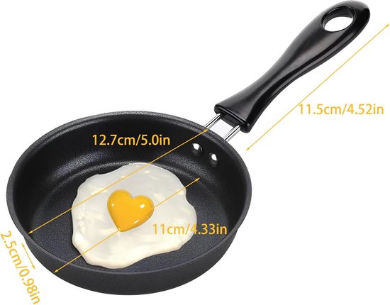 2 stuks draagbare mini-braadpan, kleine pan, anti-aanbaklaag, omeletpan ...