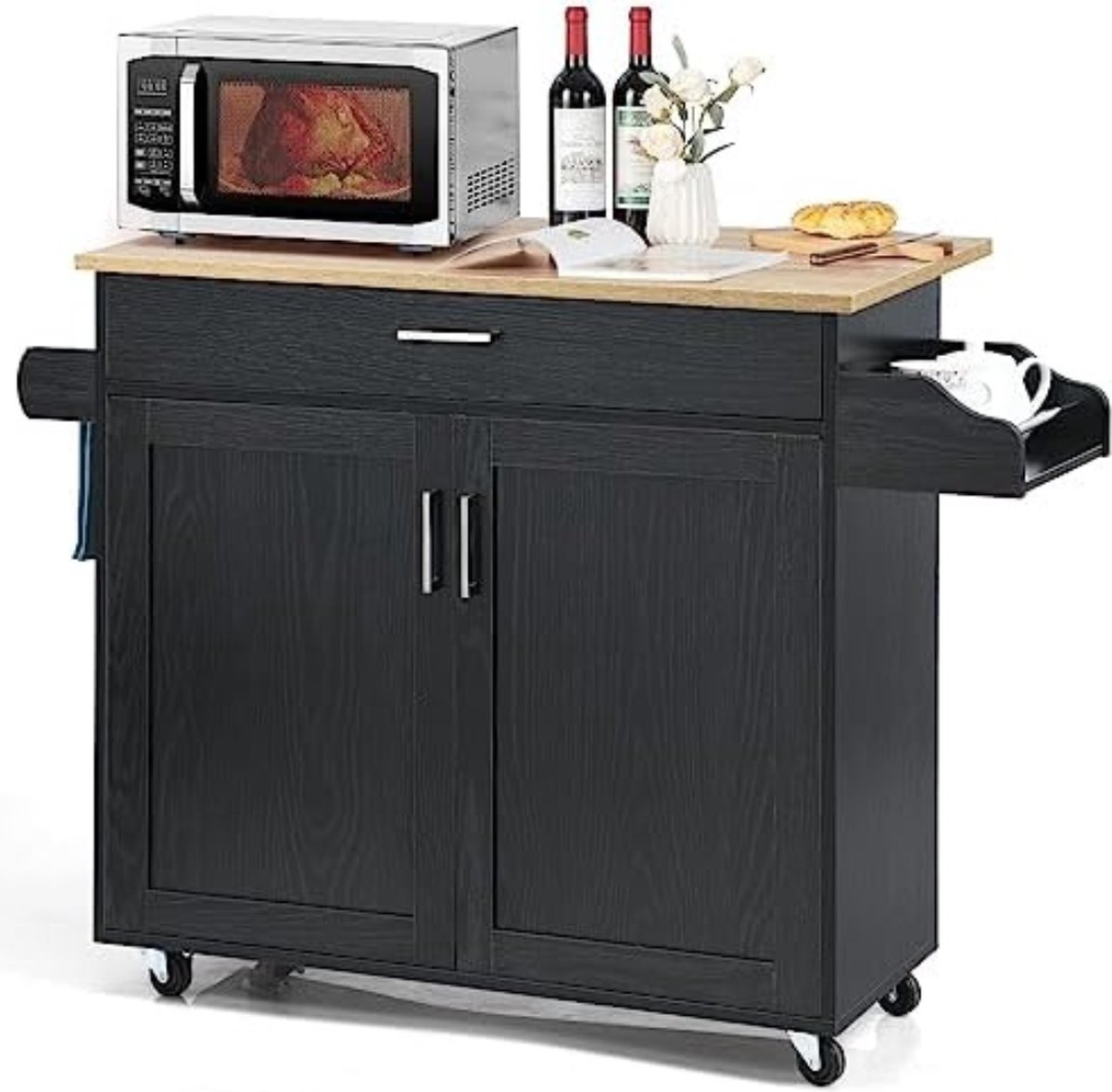 Keukentrolley Met Lades - Keukentrolley Op Wieltjes - Zwart | bol