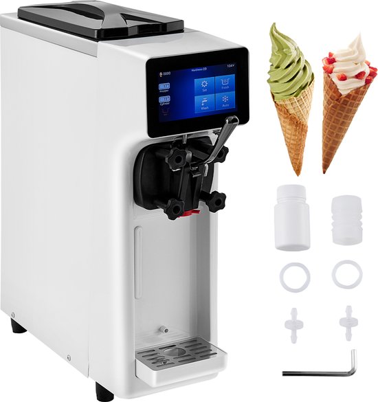 Commerciële Softijsmachine Ijsmachine 1000W Soft Serve Ijsmachine Wit ...