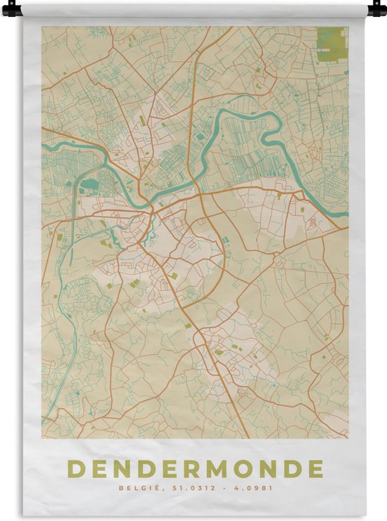 Wandkleed - Wanddoek - Plattegrond - Kaart - Dendermonde - Vintage ...