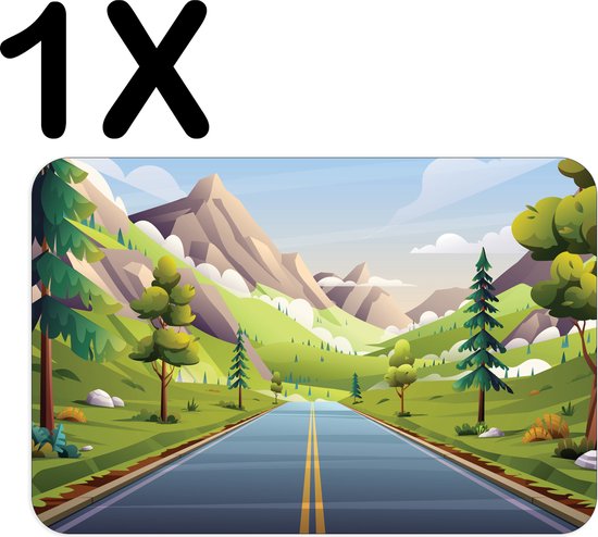 BWK Flexibele Placemat - Getekend - Weg door Vallei met Bergen - Set ...