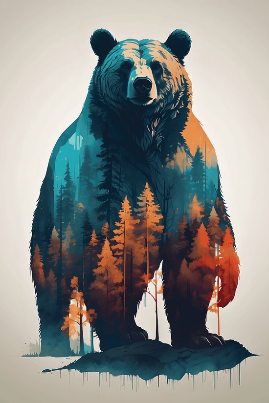 Beer in Bos - Beren - van Beer - Natuur - posters - formaat 60x90cm ...