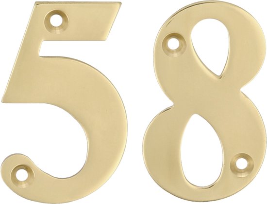 AMIG Huisnummer 58 - massief messing - 5cm - incl. bijpassende ...