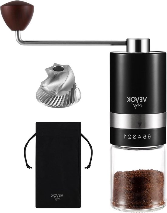 Zwarte handmatige braam koffiemolen 6 grofheid instellingen CNC ...