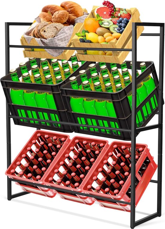 Drankrattenrek, 114,5 x 98 x 31 cm, massief drankenrek, vrijstaand en ...