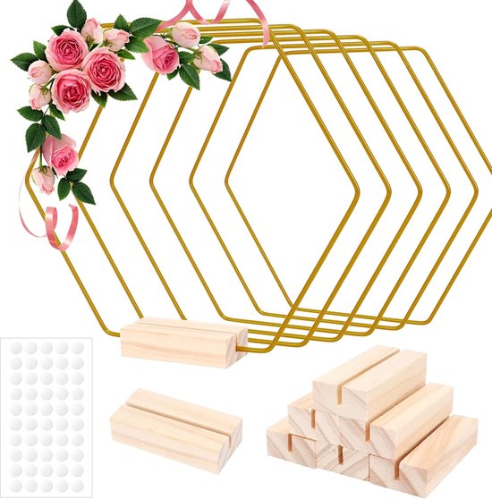 6 stuks metalen ringen om te knutselen, 20 cm zeshoekige decoratieve ...