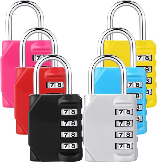 Set van 6 combinatiesloten, 4-cijferig combinatieslot, locker ...