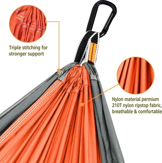 Reiskampeerhangmat | 300 kg draagvermogen, (275 x 140 cm) parachute ...