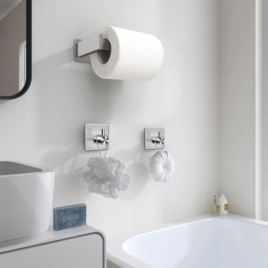 Toiletpapierhouder zonder boren, zelfklevende wc-rolhouder, roestvrij ...