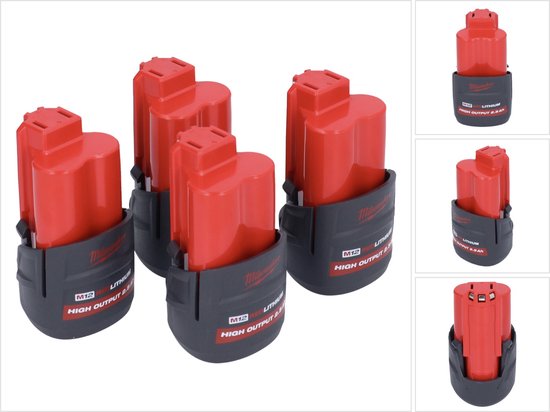 Milwaukee accuset 4x M12 HB2.5 High Output 12 V 2,5 Ah / 2500 mAh Li ...
