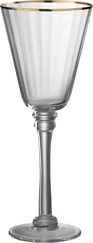 J-Line wijnglas Rand - rode wijn - glas - transparant/goud - 6 stuks | bol