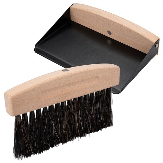 ENA Living - Mini Stoffer en Blik - Elegant - Compact - Echt Beukenhout ...