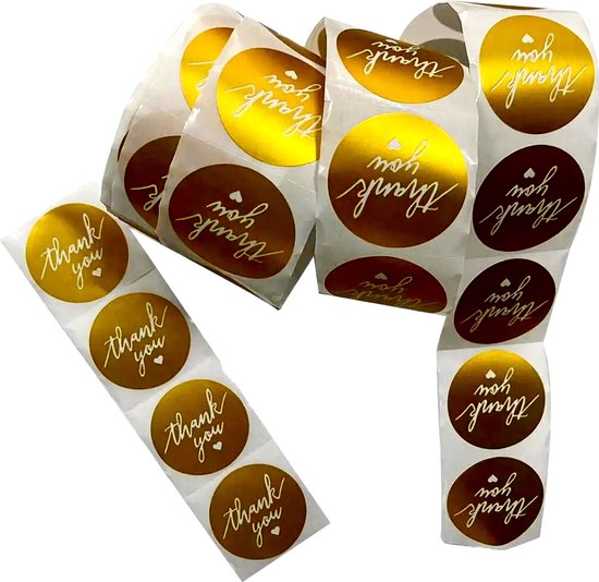 20x Sluitsticker Groot | Thank you | Goud/Brons | 38 mm | Bedankt | Sluitzegel |... | bol