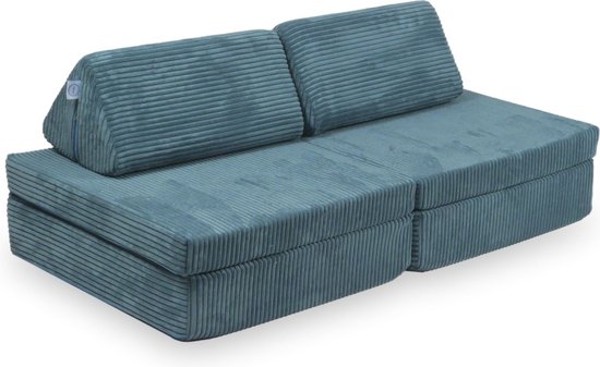 Mini Modulaire bank - Speelsofa- Rib velvet - Blue Standaard | bol
