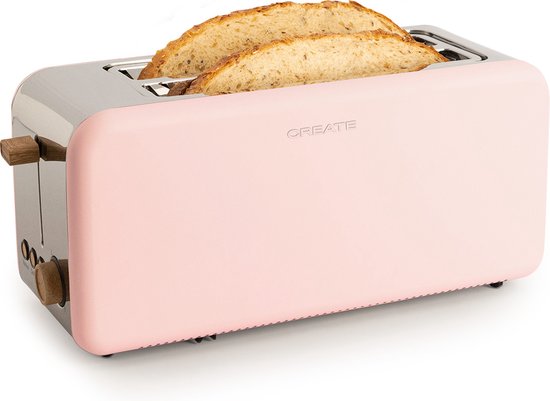CREATE - Sleuven Broodrooster - Pastel Roze - Voor Brede Plakken - 6 ...
