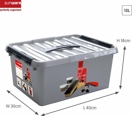 Q- 2x -LINE Opberg box/opbergdoos - met tray - kunststof - 40 x 30 x 18 cm -... | bol