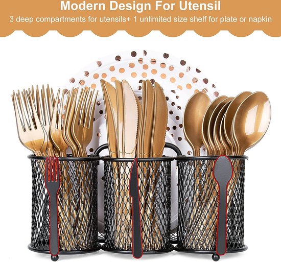 Keukengereihouder 3-in-1 bestekhouder van metaal Bestekbak Zwarte ...