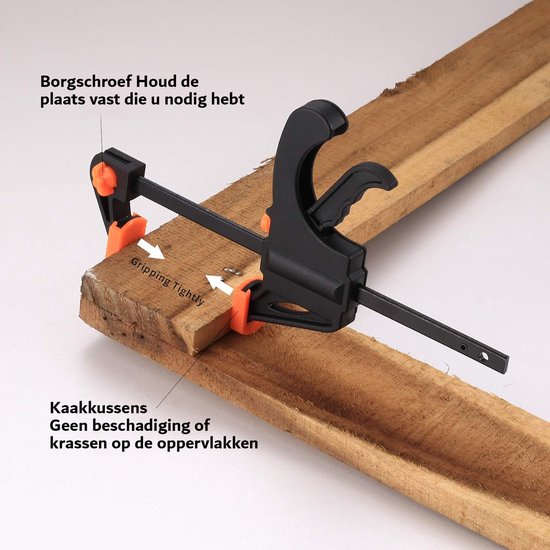 Eenhandklem - Schroefklemmen - 4 stuks - Veerklem - Lijmklem - Snelklem ...