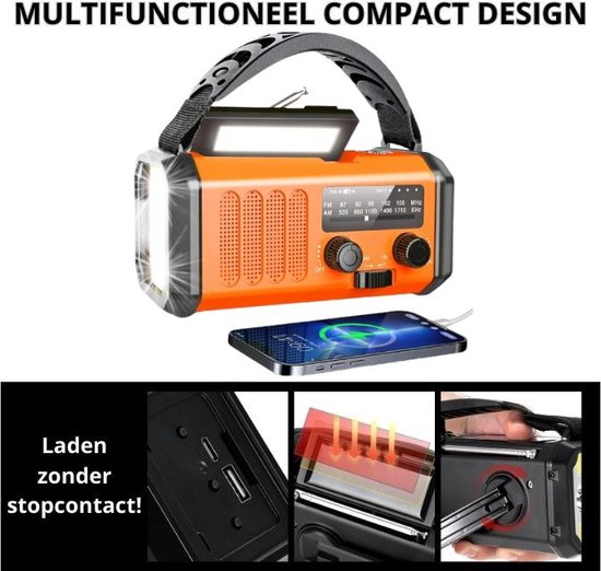 Noodradio - Solar Opwindbaar - 10.000 mAh - Solar Powerbank ...