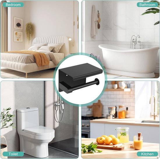 Toiletrolhouder, toiletrolhouder rolhouder met 2 zelfklevende haken ...