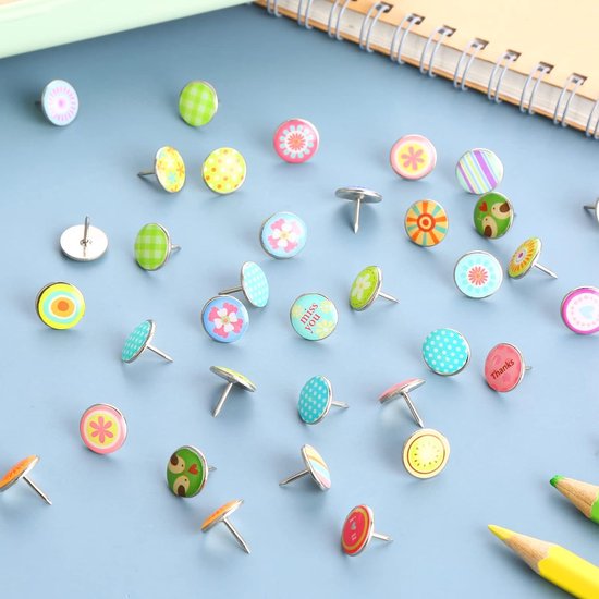 80 stuks Push Pins voor Cork Board, decoratieve Push Pins Duimspijkers ...